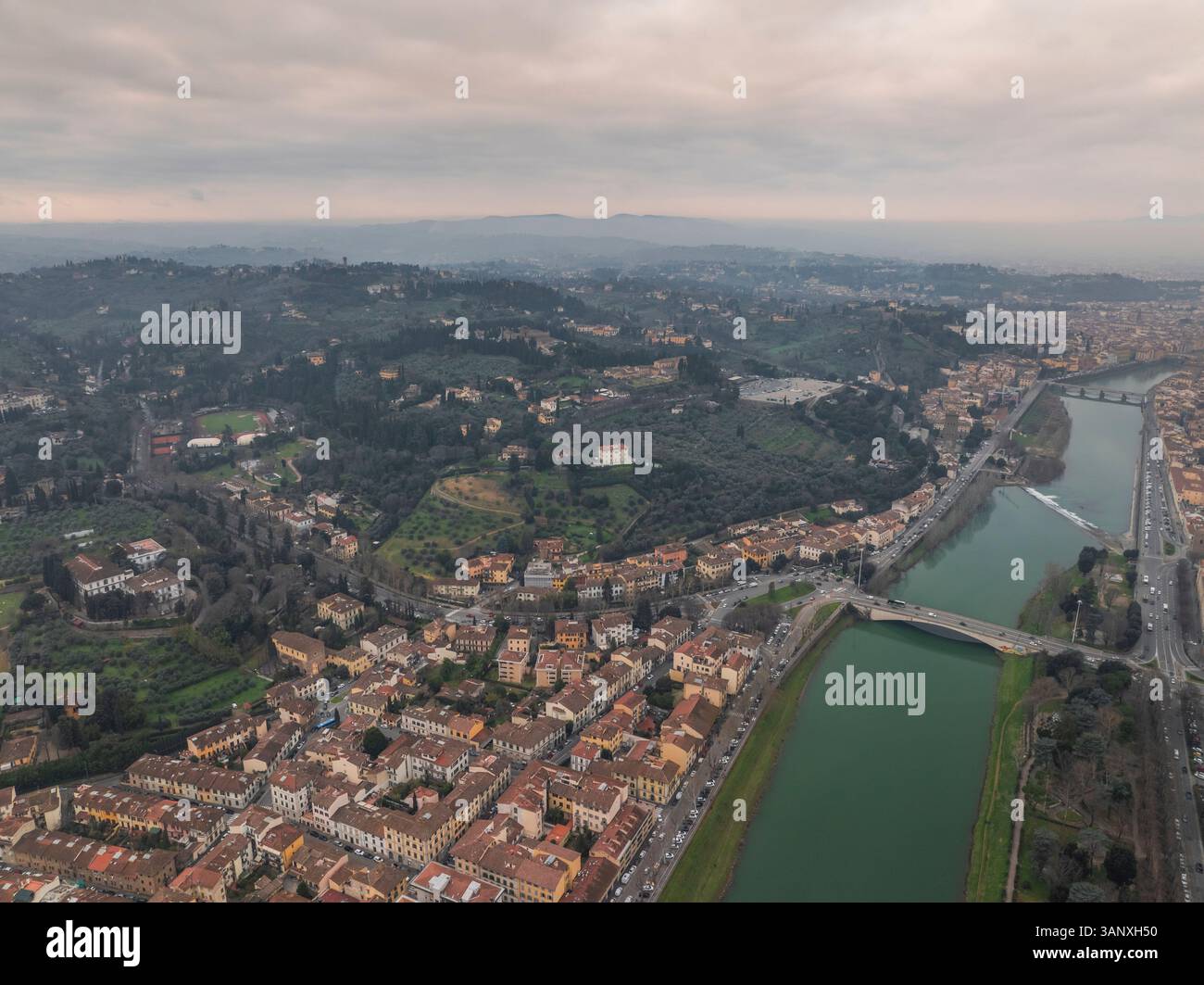 Aerial view of Piazzale Michelangelo, a famous lookout point on the ...