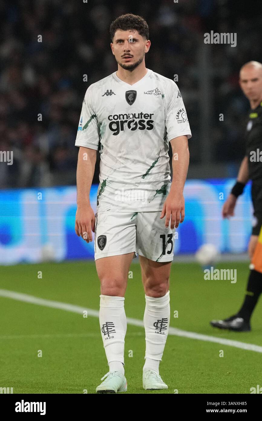 Naples, Italy. 14 Apr, 2025. Liberato Cacace of Empoli FC during the ...