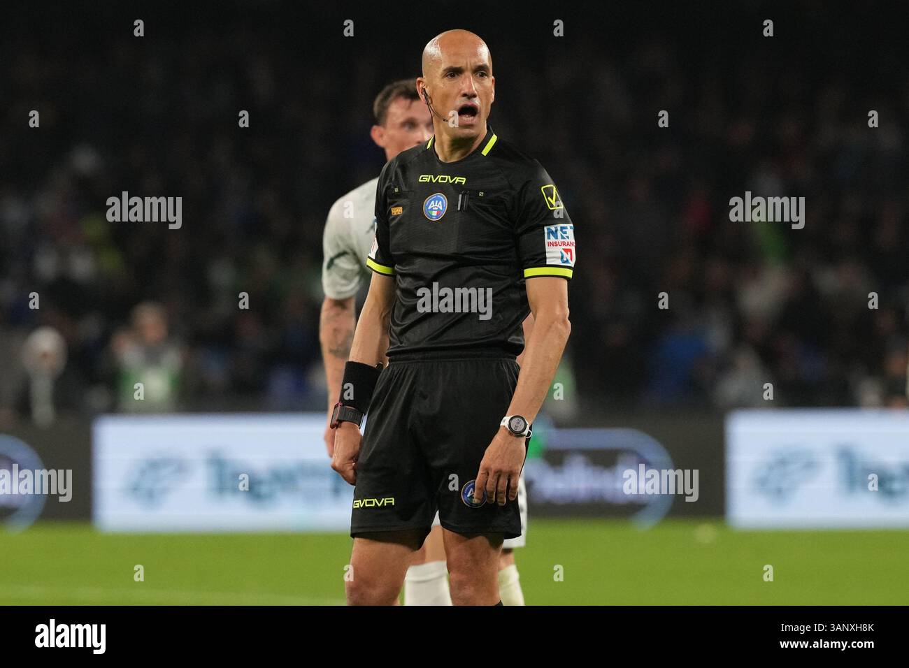 Naples, Italy. 14 Apr, 2025. Referee Michael Fabbri during the Serie A ...