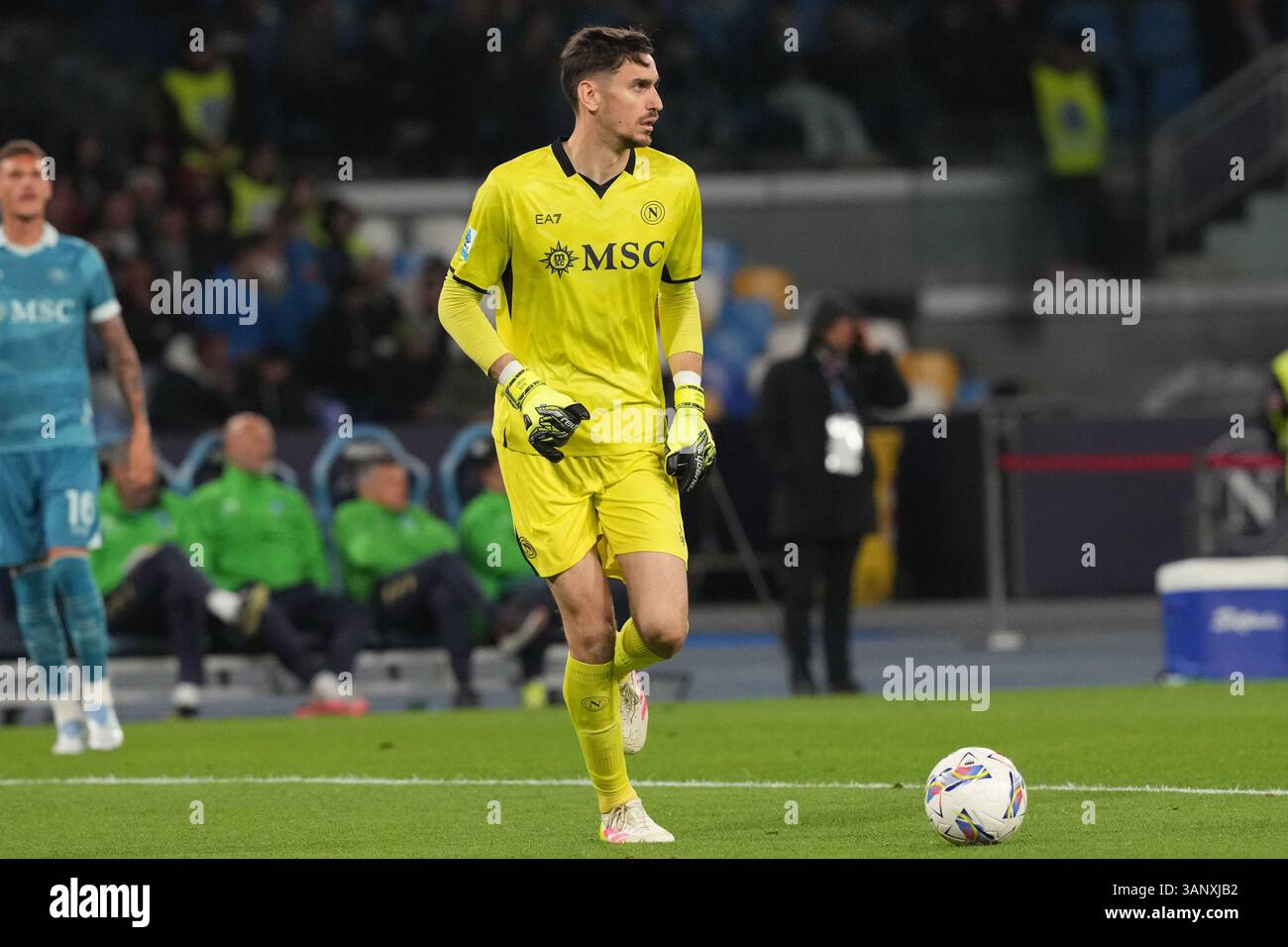 Naples, Italy. 14 Apr, 2025. Alex Meret of SSC Napoli during the Serie ...