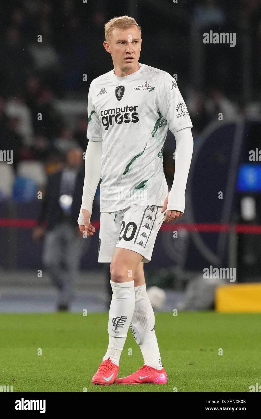 Naples, Italy. 14 Apr, 2025. Viktor Kovalenko of Empoli FC during the Serie A match between SSC ...