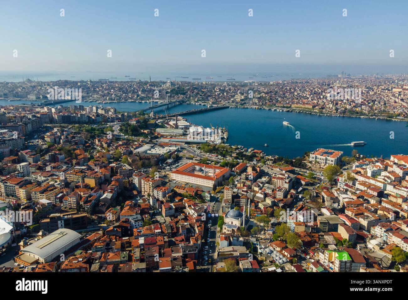 Aerial view of Istanbul European side, view of Beyoglu district and the ...