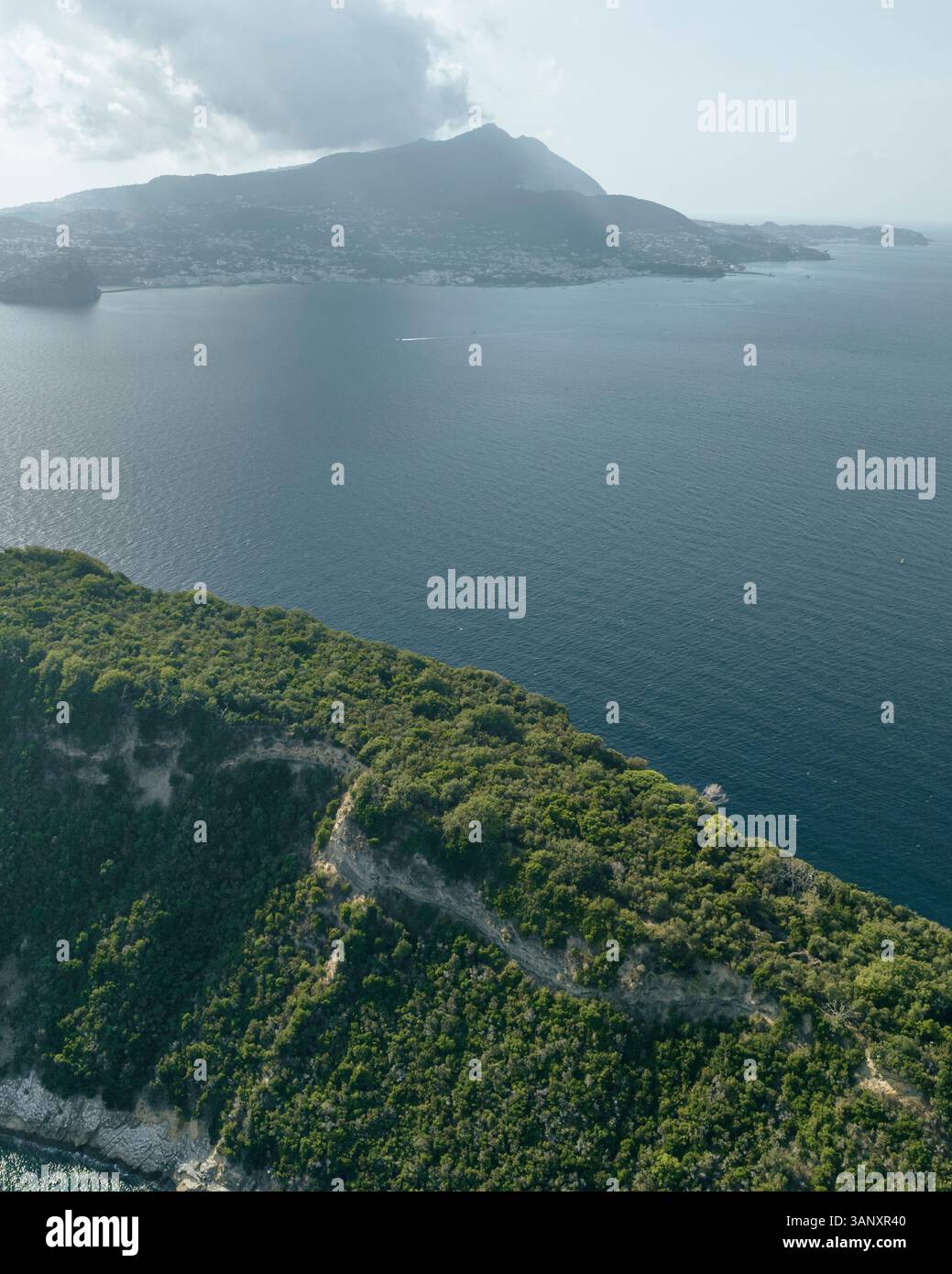 Aerial view of Vivara Island at sunset on Procida Island, view of the ...