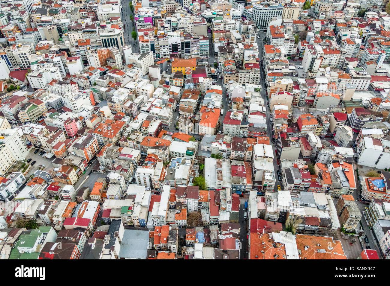 Aerial view of a high density residential district in Istanbul downtown ...
