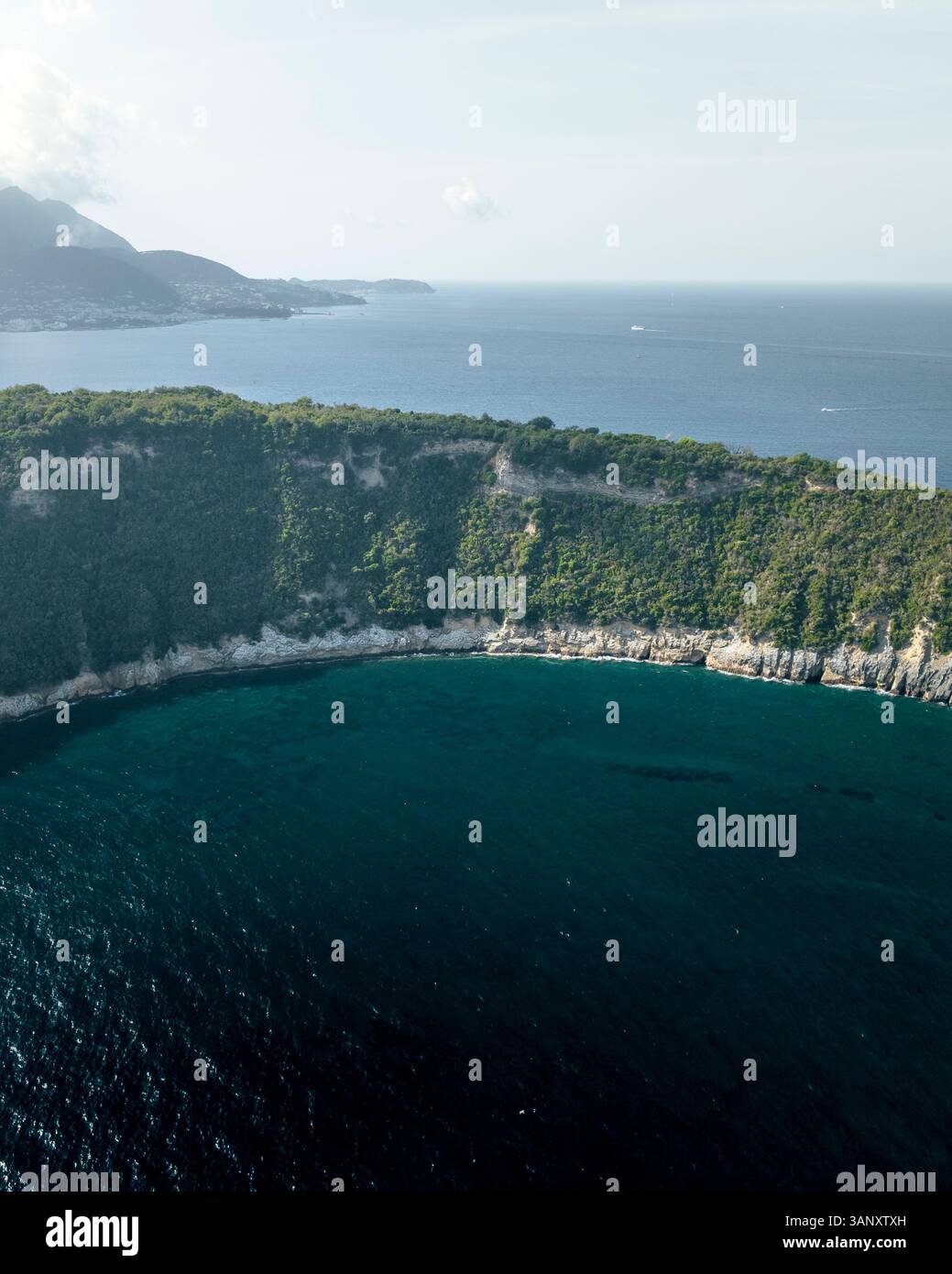 Aerial view of Vivara Island at sunset on Procida Island, view of the ...