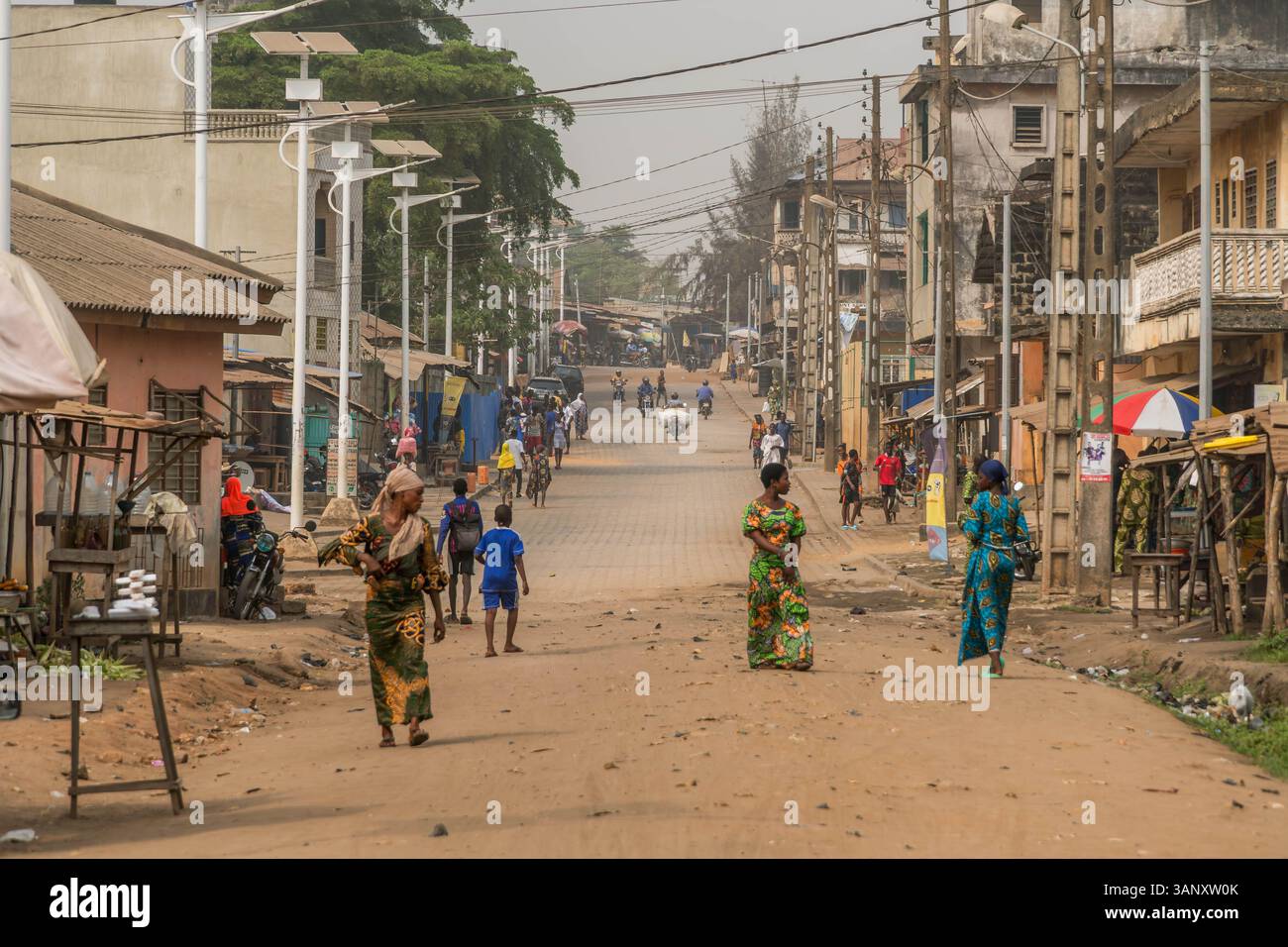 The local African people on the street of Porto-Novo, the capital of ...
