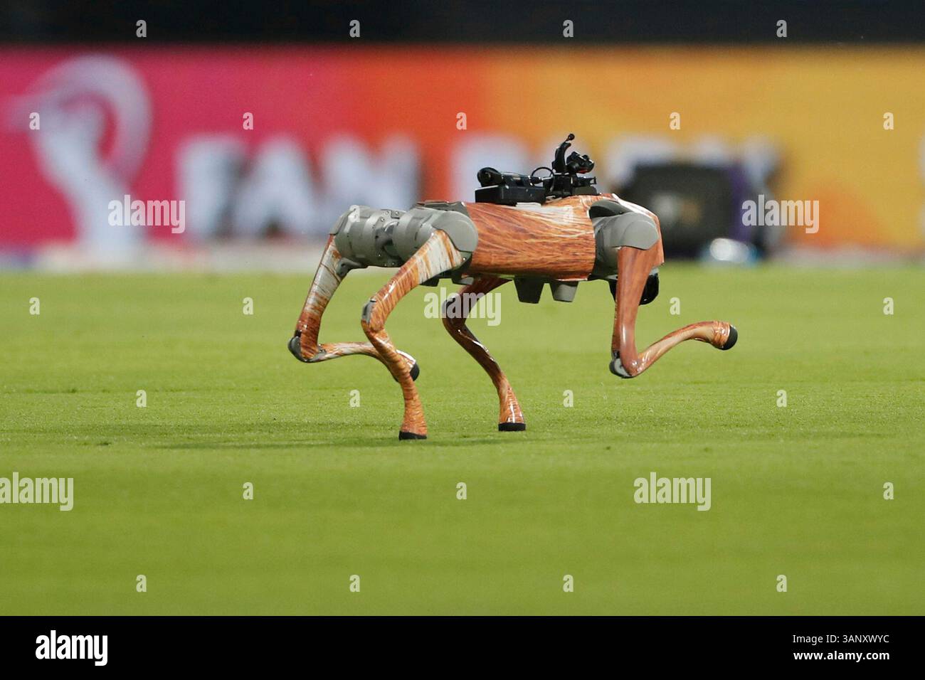 A robotic camera is deployed in the field during the Indian Premier ...