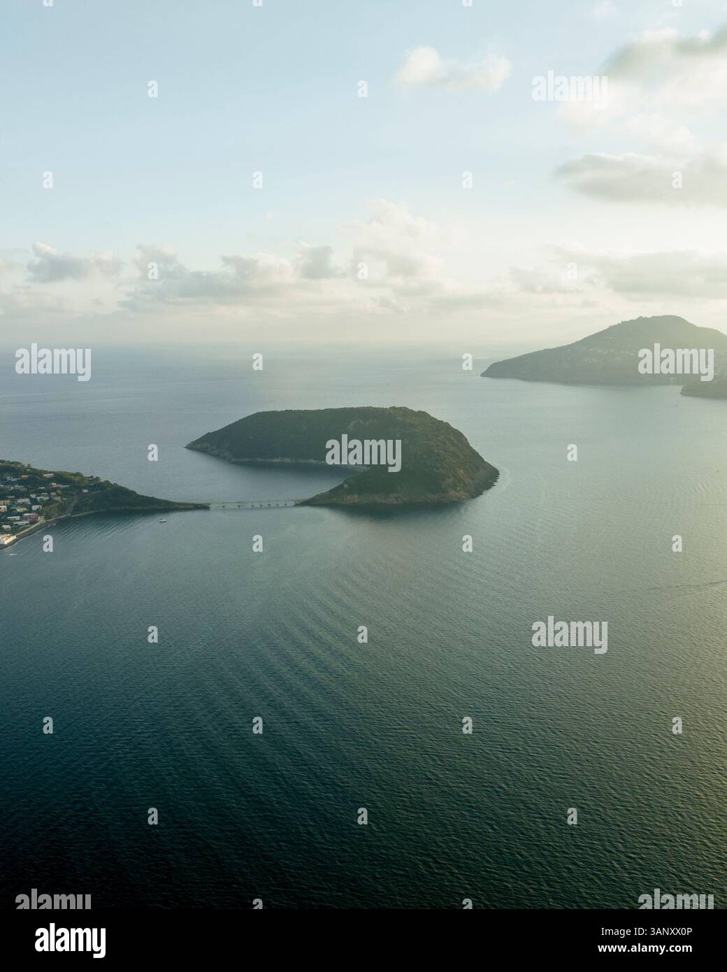 Aerial view of Vivara Island at sunset on Procida Island, view of the ...