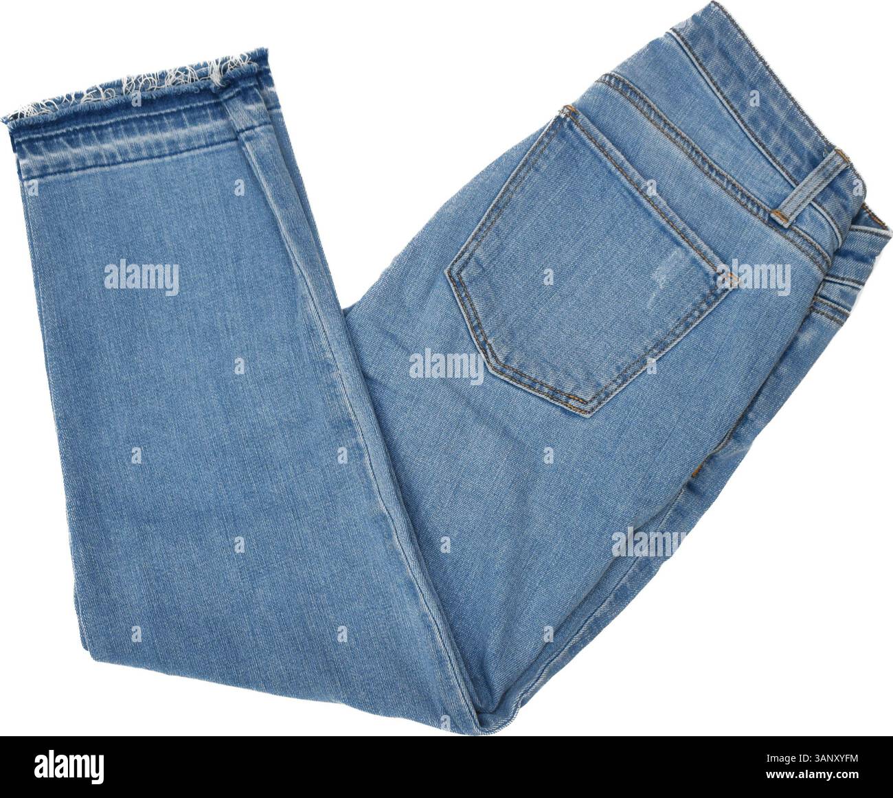 Blue jeans on white background Stock Photo - Alamy