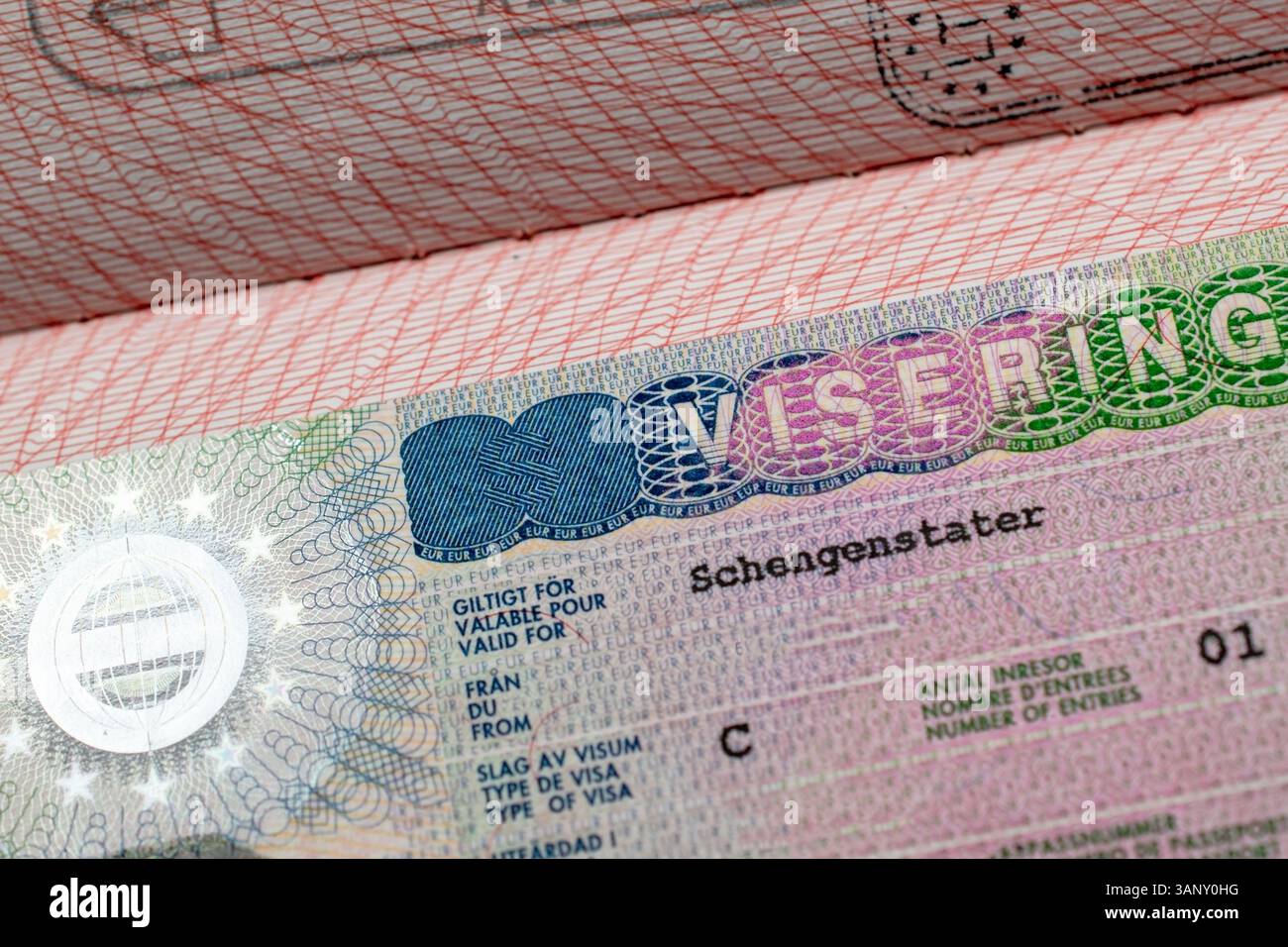 Stamped passport with Sweden Schengen visa, immigration and tourist ...