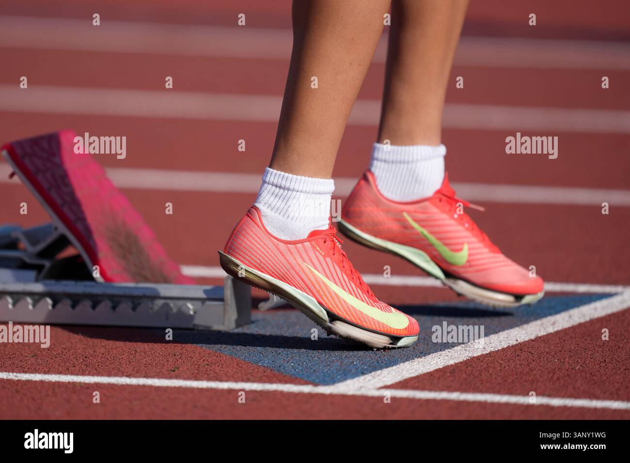 The Nike spikes of Leila Holland (1708) of LB Poly in the starting ...