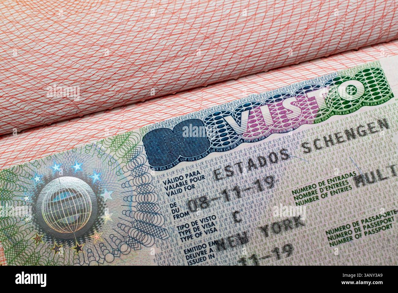 Italian visa stamp in a travel passport, Italy Schengen visa, immigrant ...