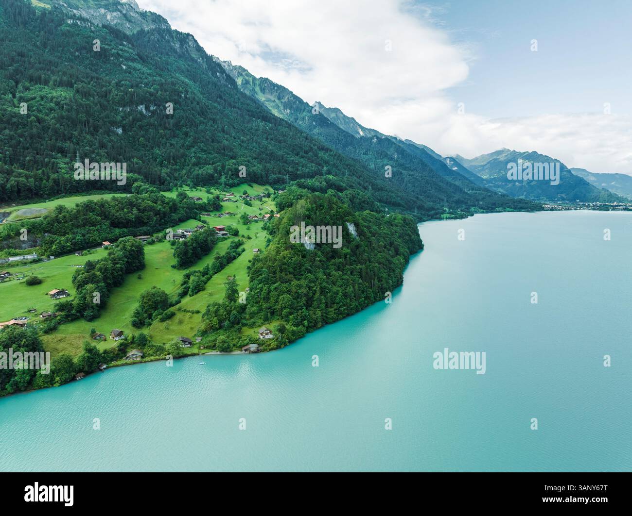 Aerial view of the Brienzersee Lake in summertime, Bern, Switzerland ...