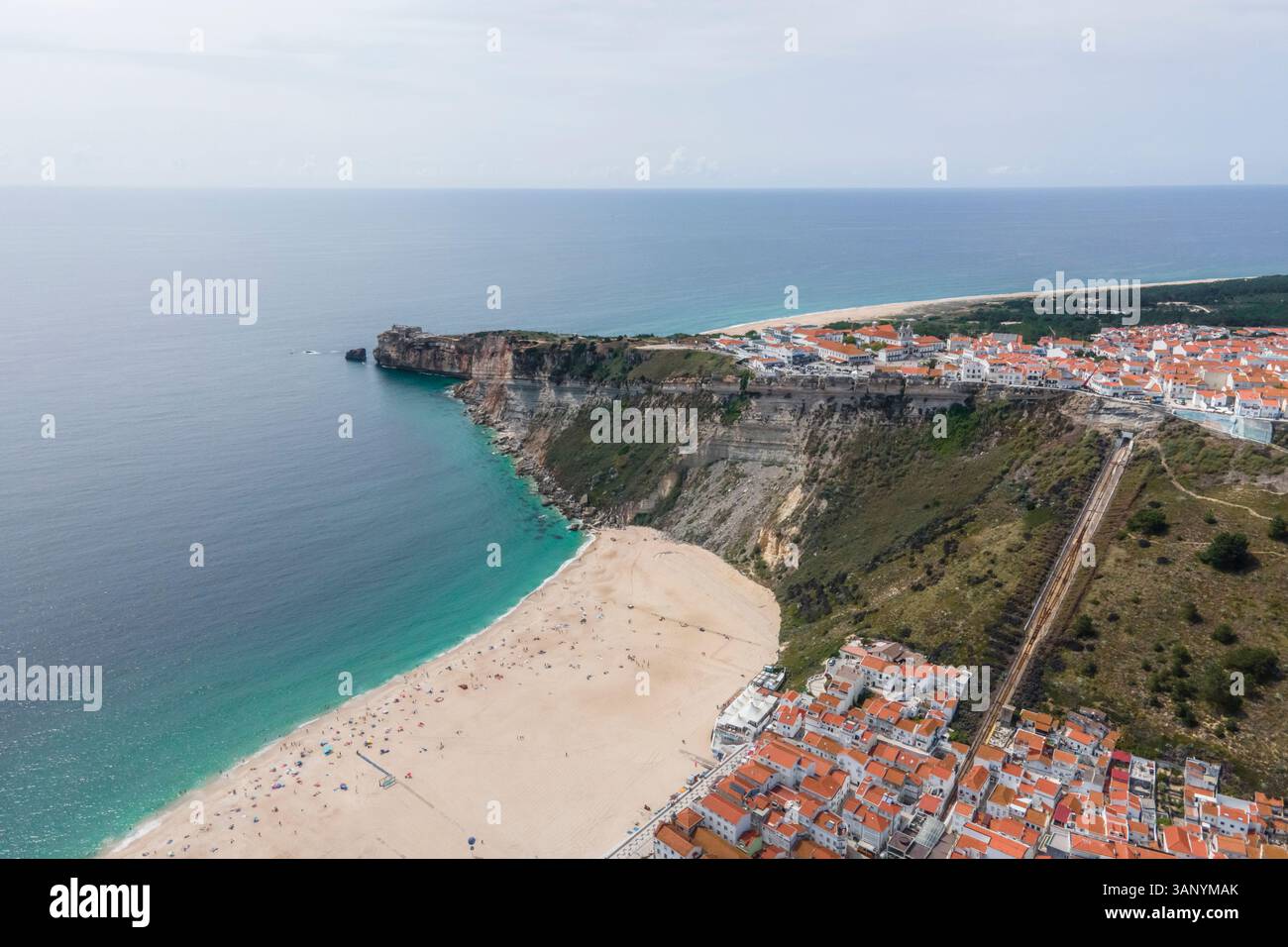 Aerial view of Forte de Sao Miguel Arcanjo, a lighthouse on the cliff ...