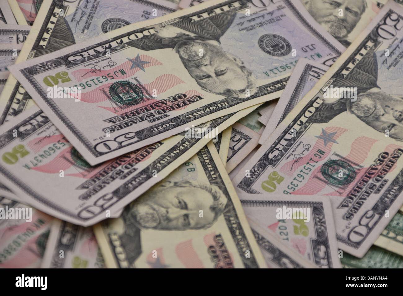 high resolution money fifty dollar bills Stock Photo - Alamy