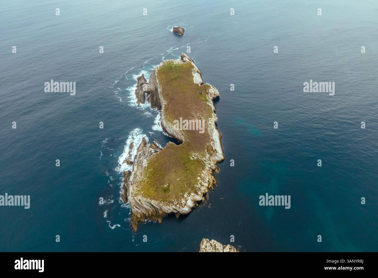 Aerial view of Ilha da Fora island in Baleal along the Ocean coastline ...