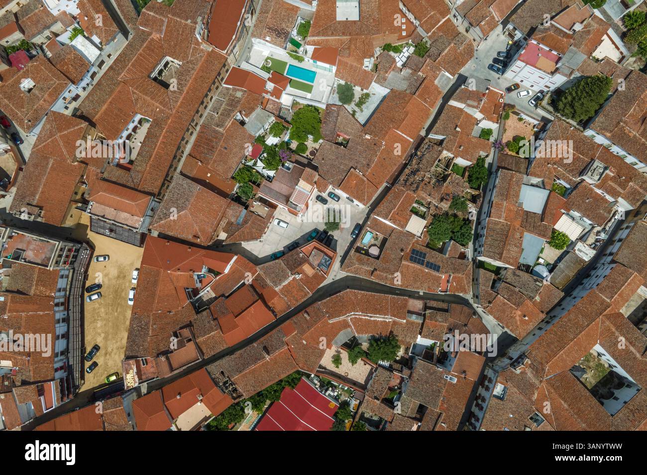 Aerial view of Coria, a small town in Caceres district, Spain Stock ...