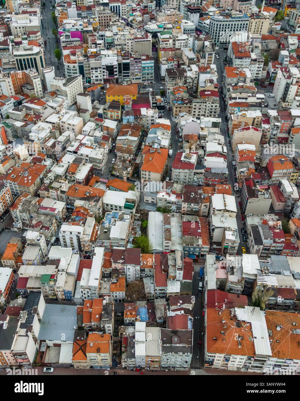 Aerial view of a high density residential district in Istanbul downtown ...