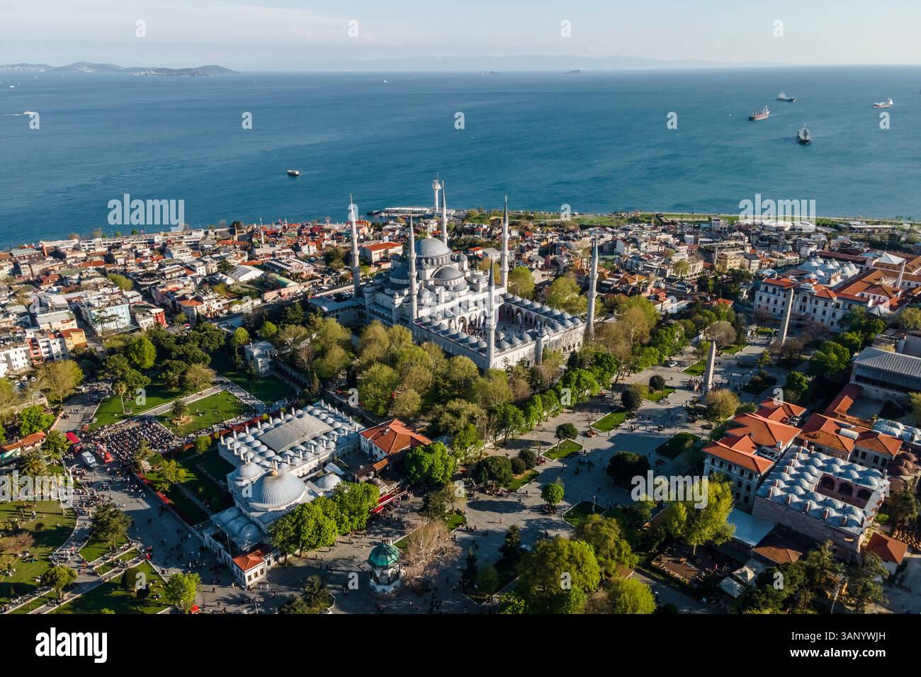 Aerial view of Sultanahmet Camii (the Blue Mosque) in Istanbul ...
