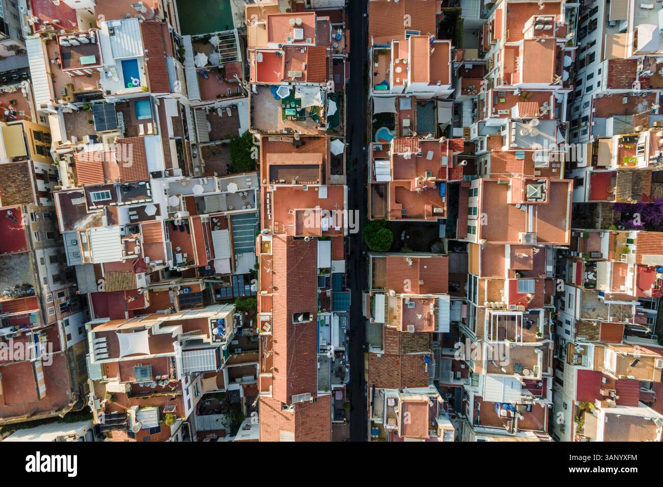 Aerial view of Sitges downtown residential district, Barcelona, Spain ...