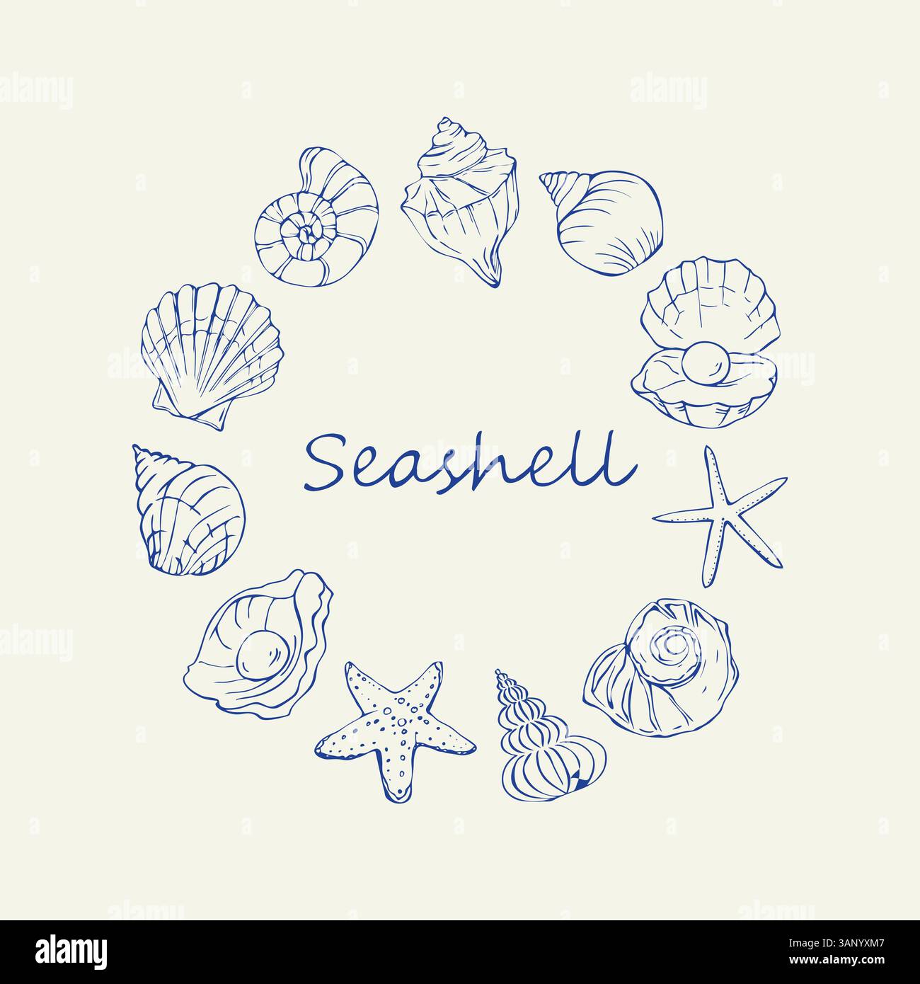 Seashell frame hand drawn doodle sketches Stock Vector Image & Art - Alamy