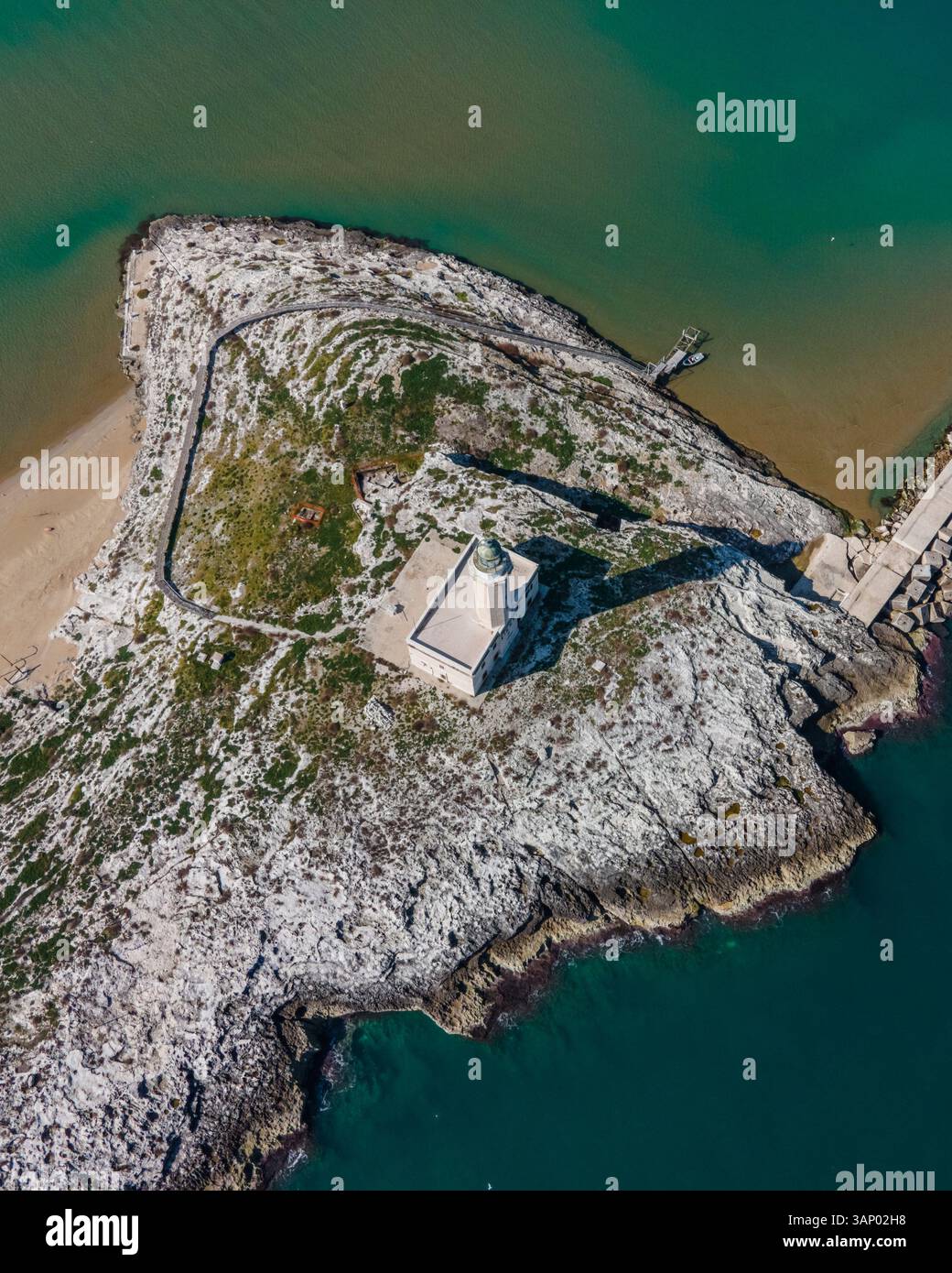 Aerial view of Vieste lighthouse, Gargano Natural Park, Foggia, Puglia ...