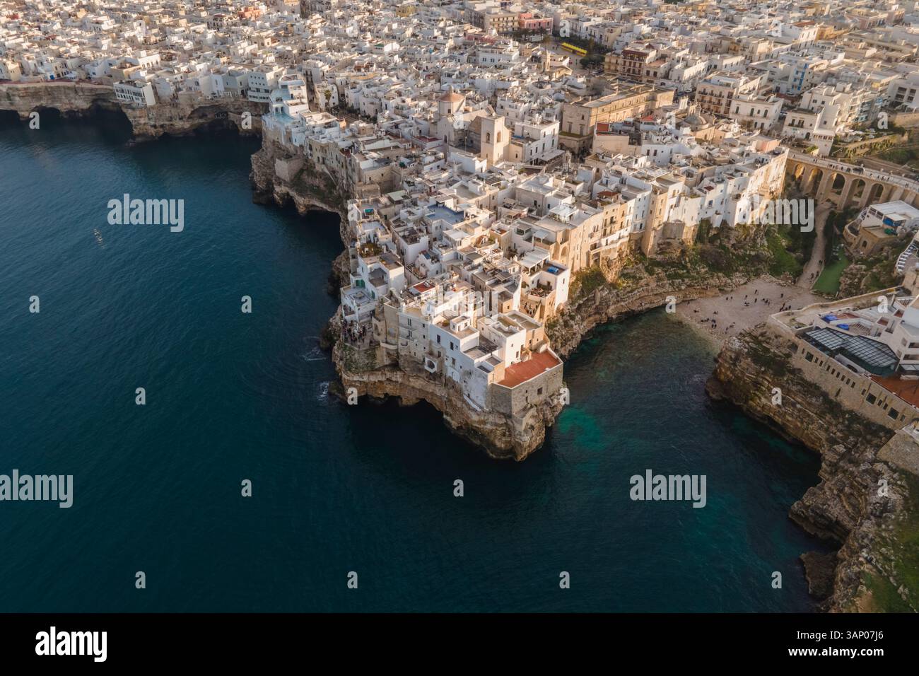 Aerial view of Polignano a Mare old town, a small city along the coast ...