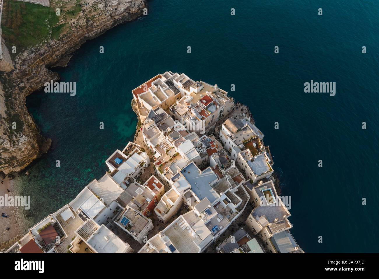 Aerial view of Polignano a Mare old town, a small city along the coast ...