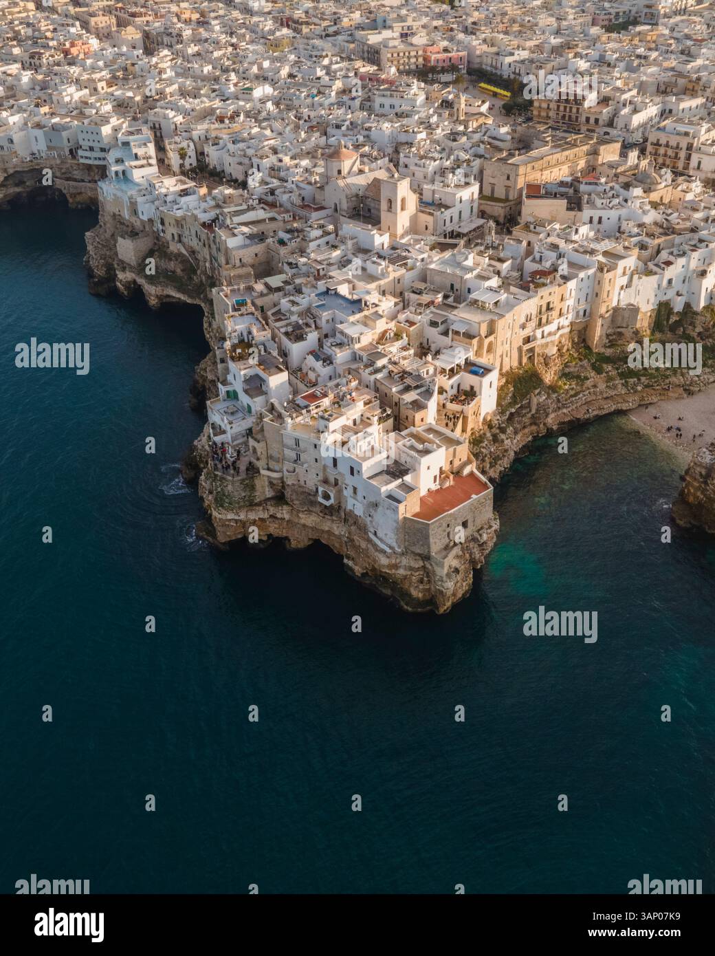 Aerial view of Polignano a Mare old town, a small city along the coast ...