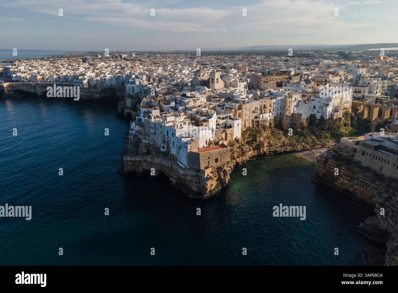 Aerial view of Polignano a Mare old town, a small city along the coast ...
