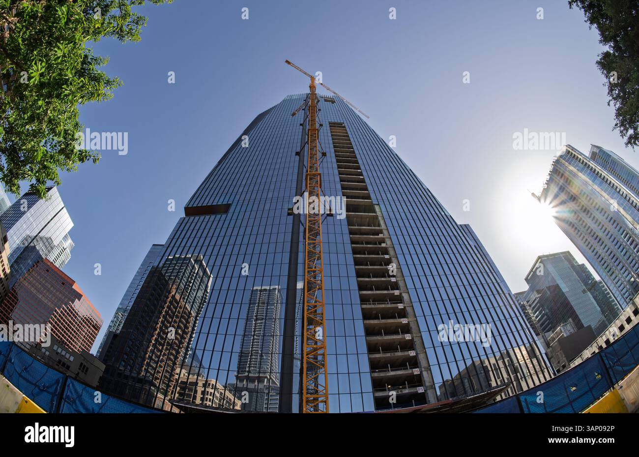 From below fisheye lens view of The Republic building in downtown ...