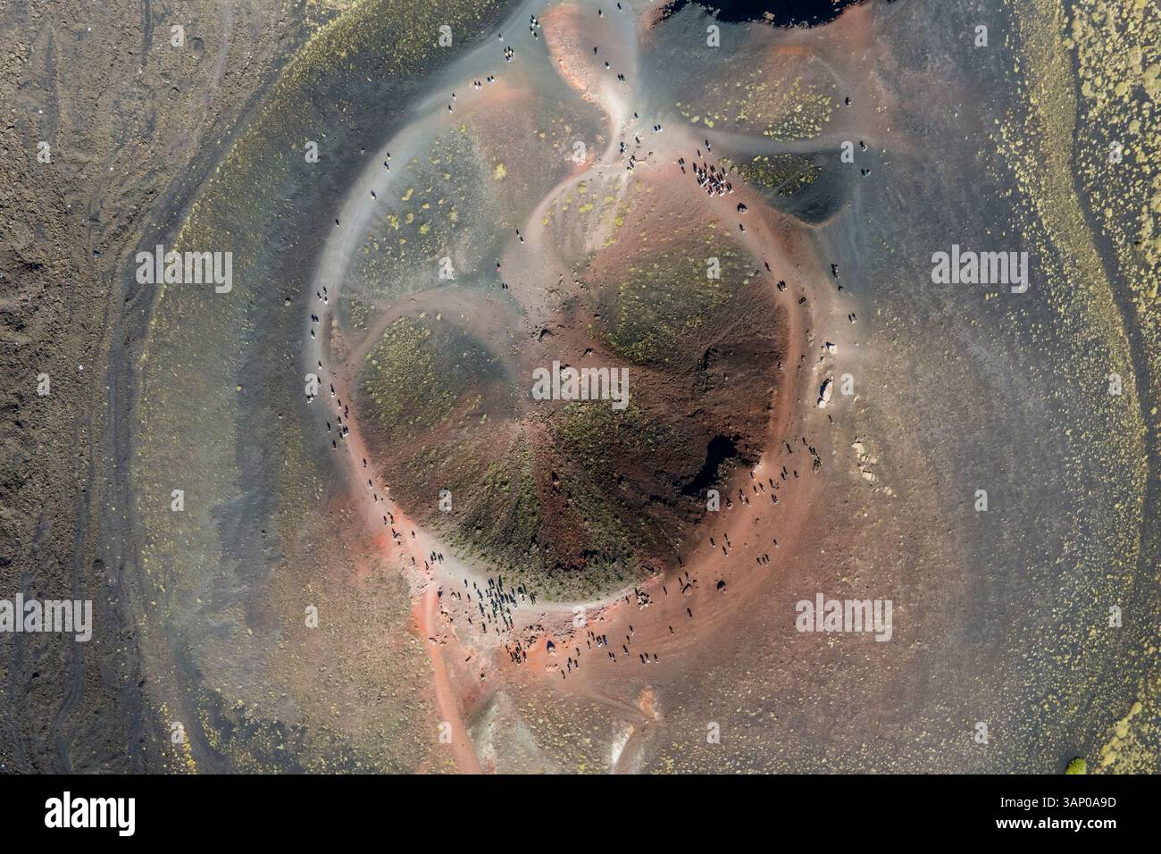 Aerial view of Silvestri craters on Mount Etna Volcano, Catania, Sicily ...