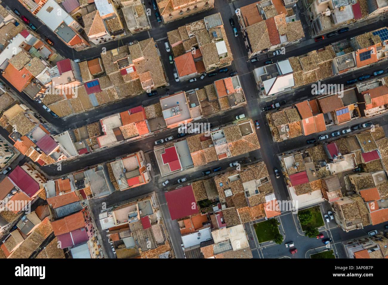 Aerial view of Grammichele, a small town near Catania, Sicily, Italy ...
