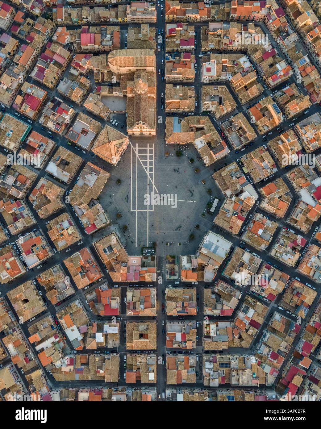 Aerial view of Grammichele, a small town near Catania, Sicily, Italy ...