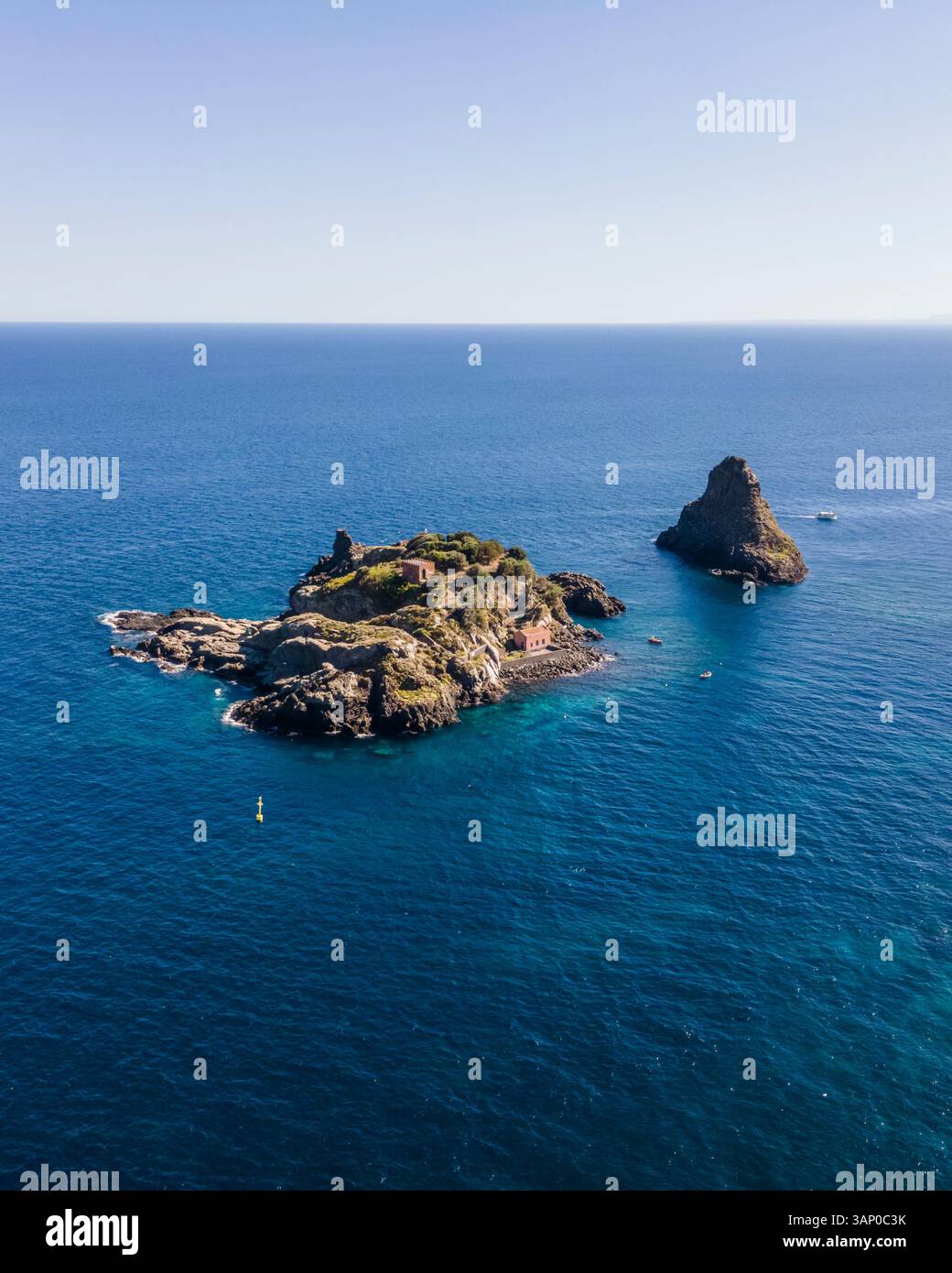 Aerial view of Ciclopi Islands in Aci Trezza, Sicily, Italy Stock Photo ...