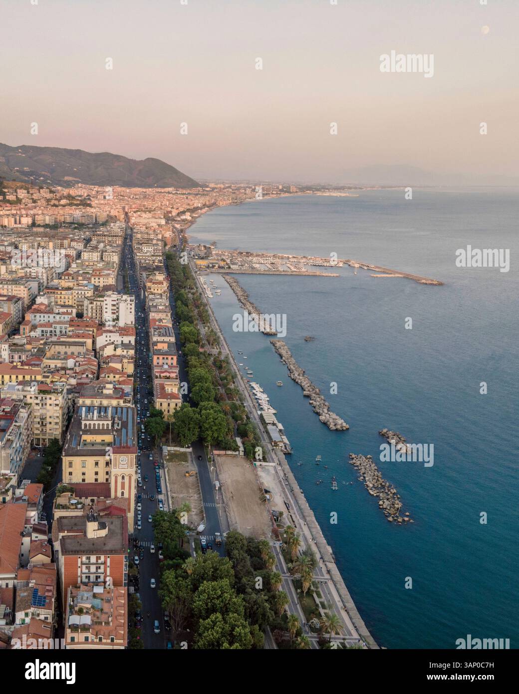 Aerial view of Salerno downtown, view of the old town, Campania, Italy ...