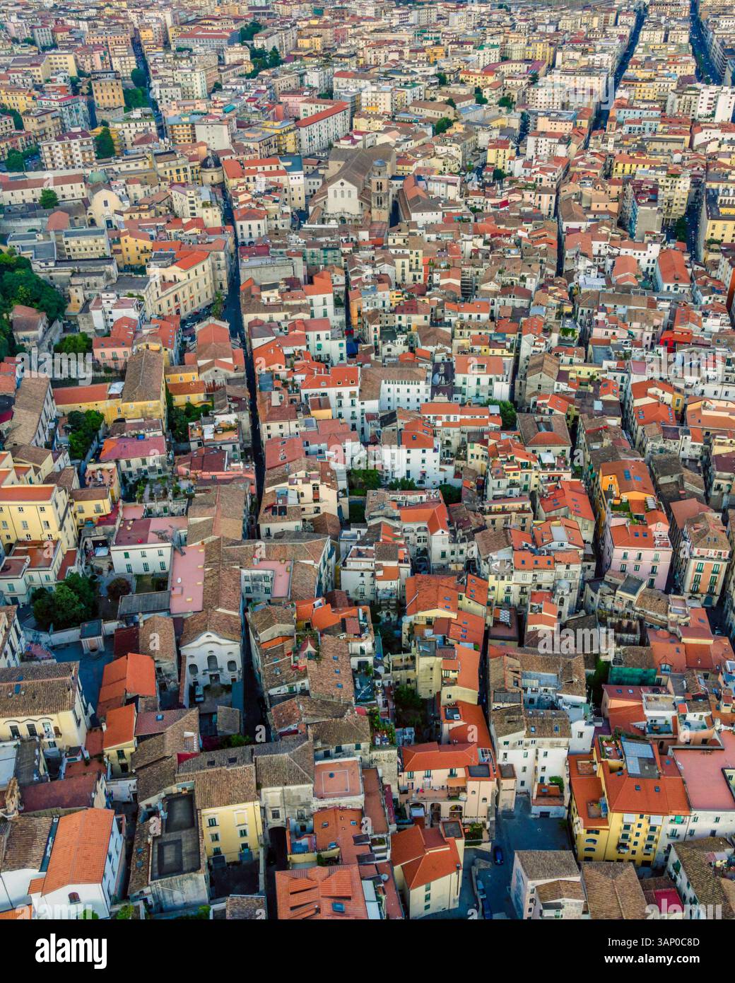 Aerial view of Salerno downtown, view of the old town, Campania, Italy ...