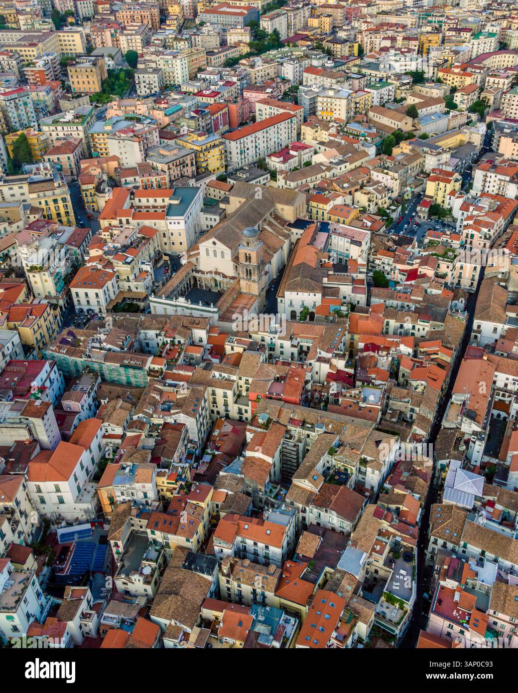 Aerial view of Salerno downtown, view of the old town, Campania, Italy ...