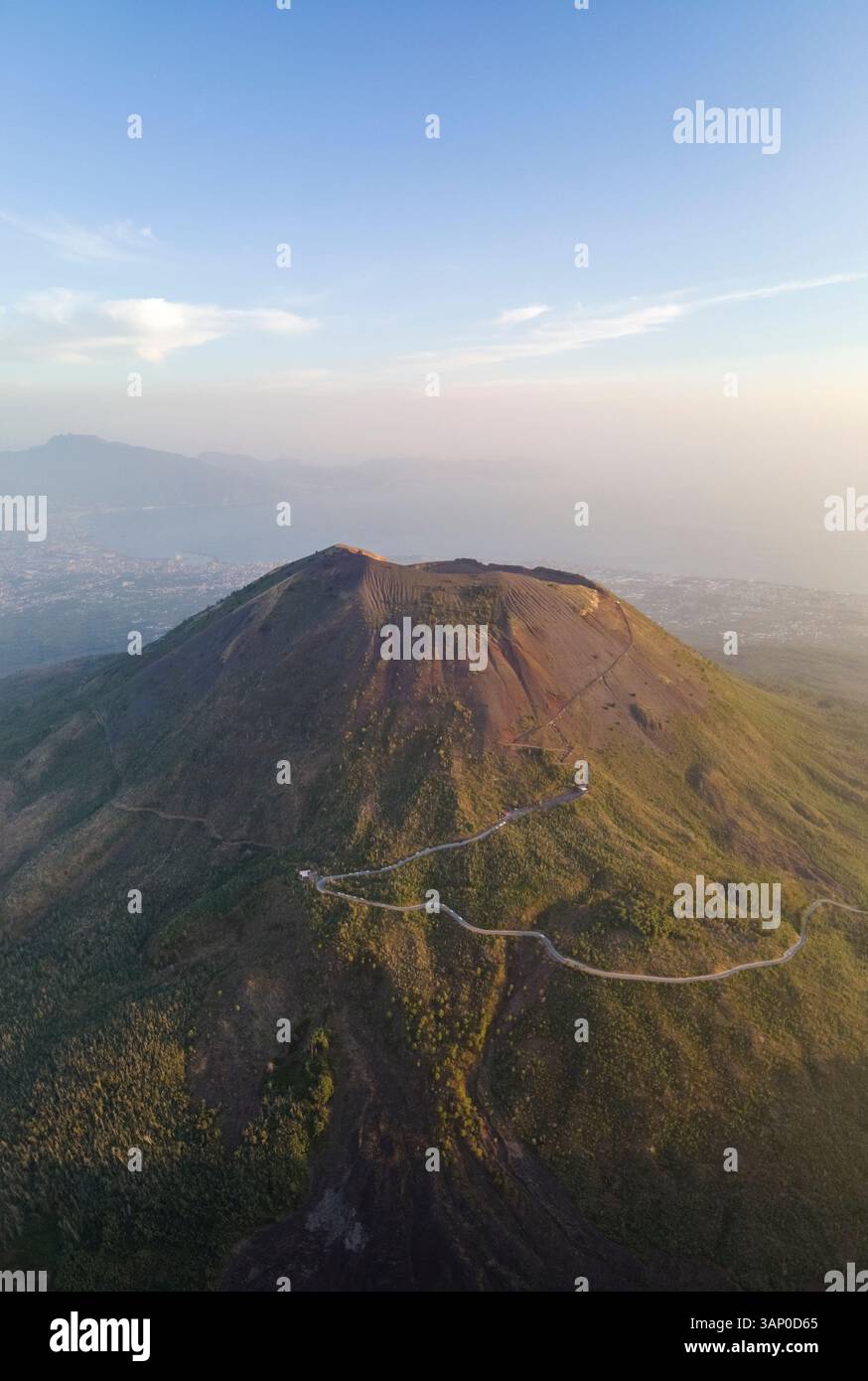 Panoramic aerial view of Mount Vesuvius, a volcano in Naples, Campania ...