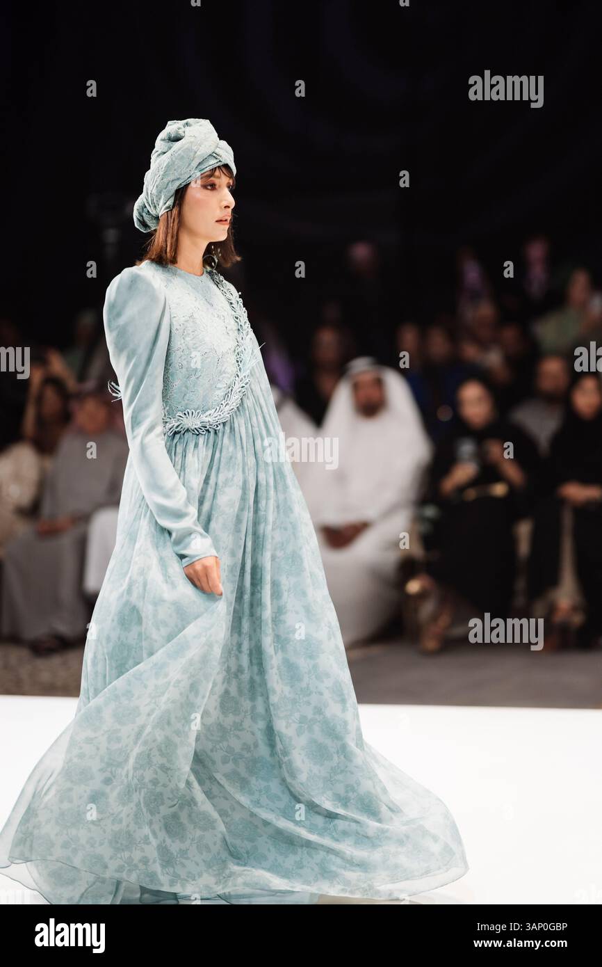 April 14, 2025, Abu Dhabi, United Arab Emirates: Models seen on stage ...