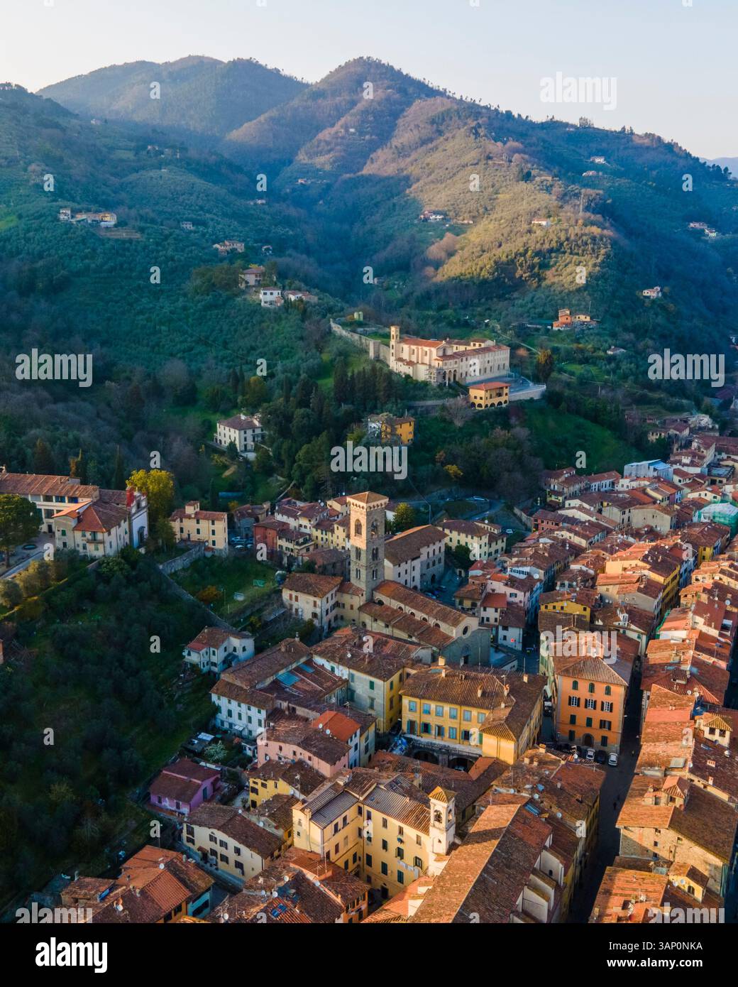 Aerial view of Nazareth House on the mountain in Pescia, Pistoia ...