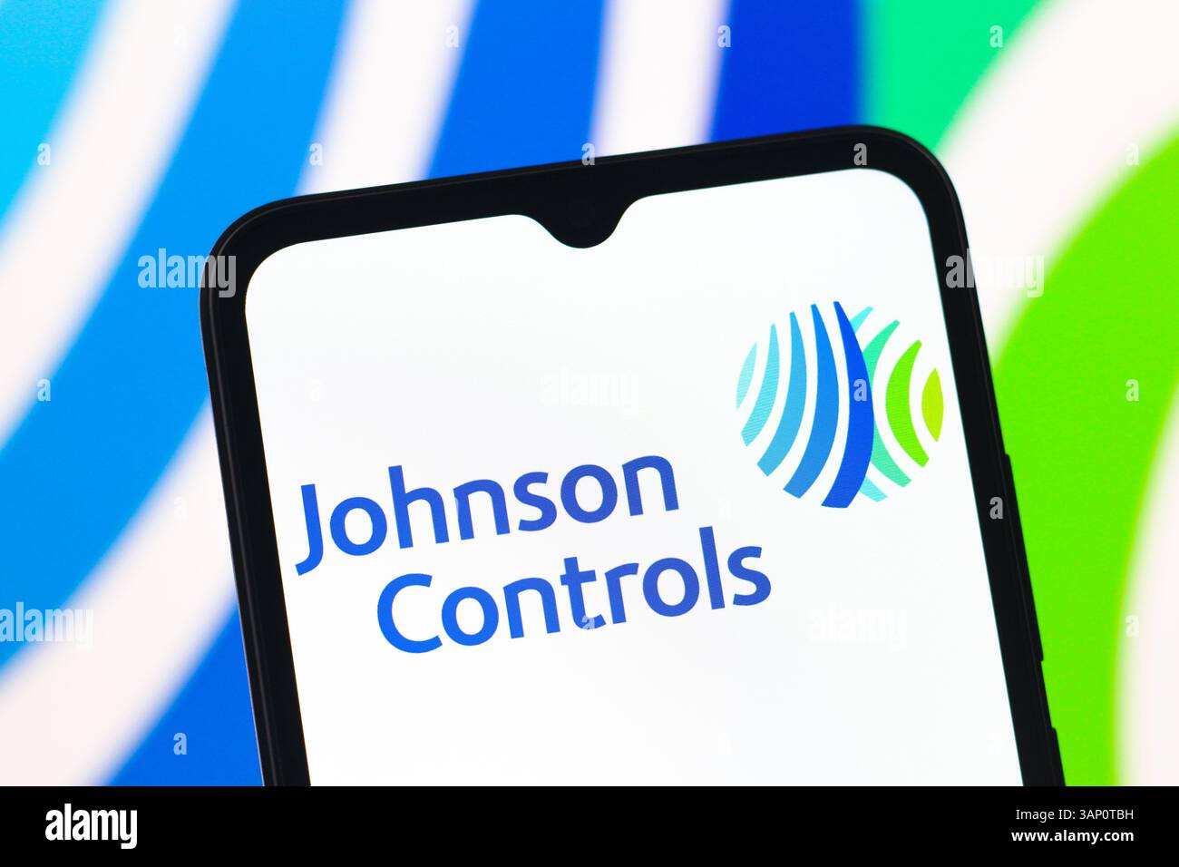 In this photo illustration, the Johnson Controls International logo is ...