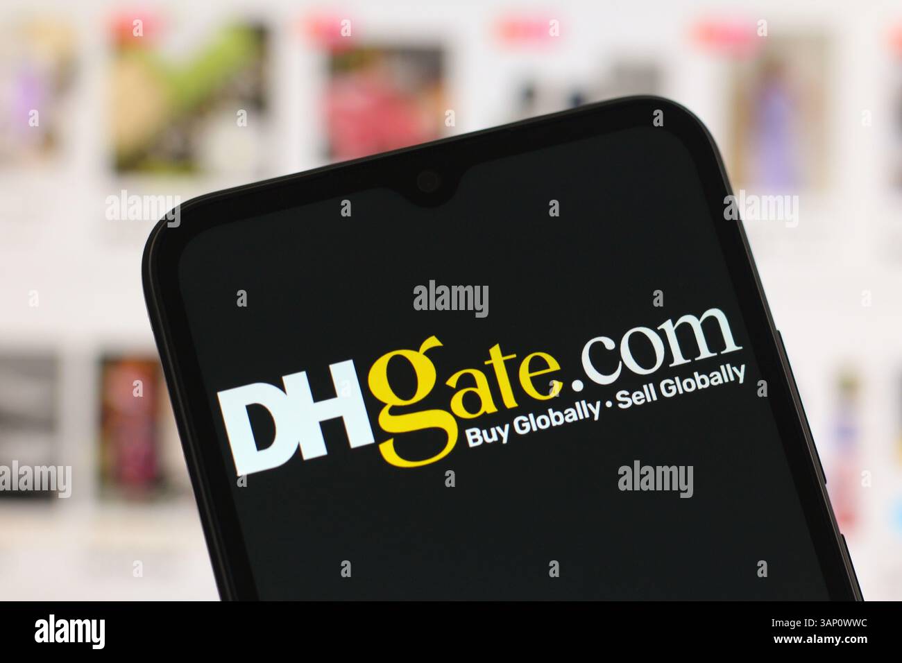 In this photo illustration, the DHgate logo is seen displayed on a ...