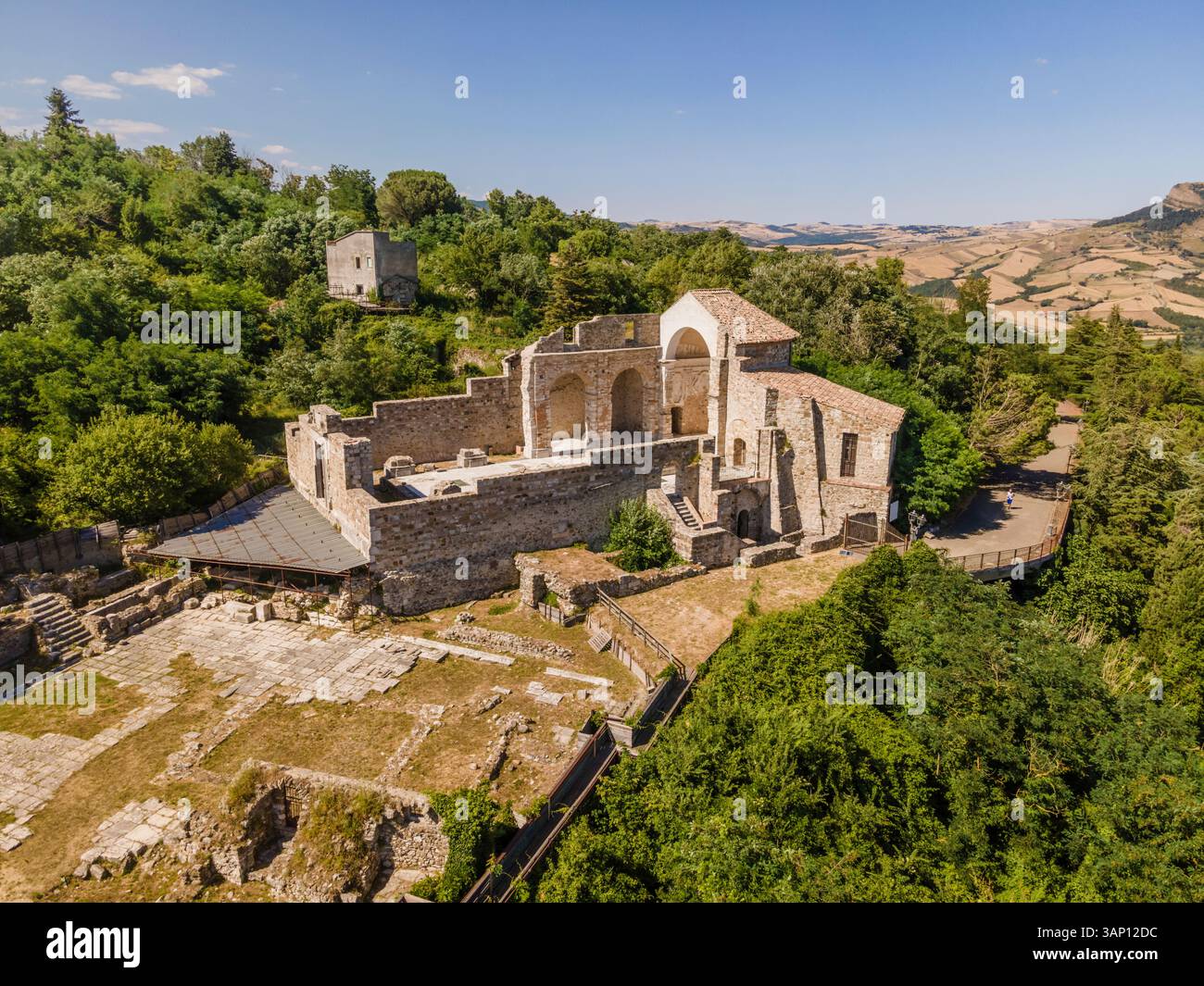 Aerial view of a destroyed and collapsed church due 1980 Irpinia ...