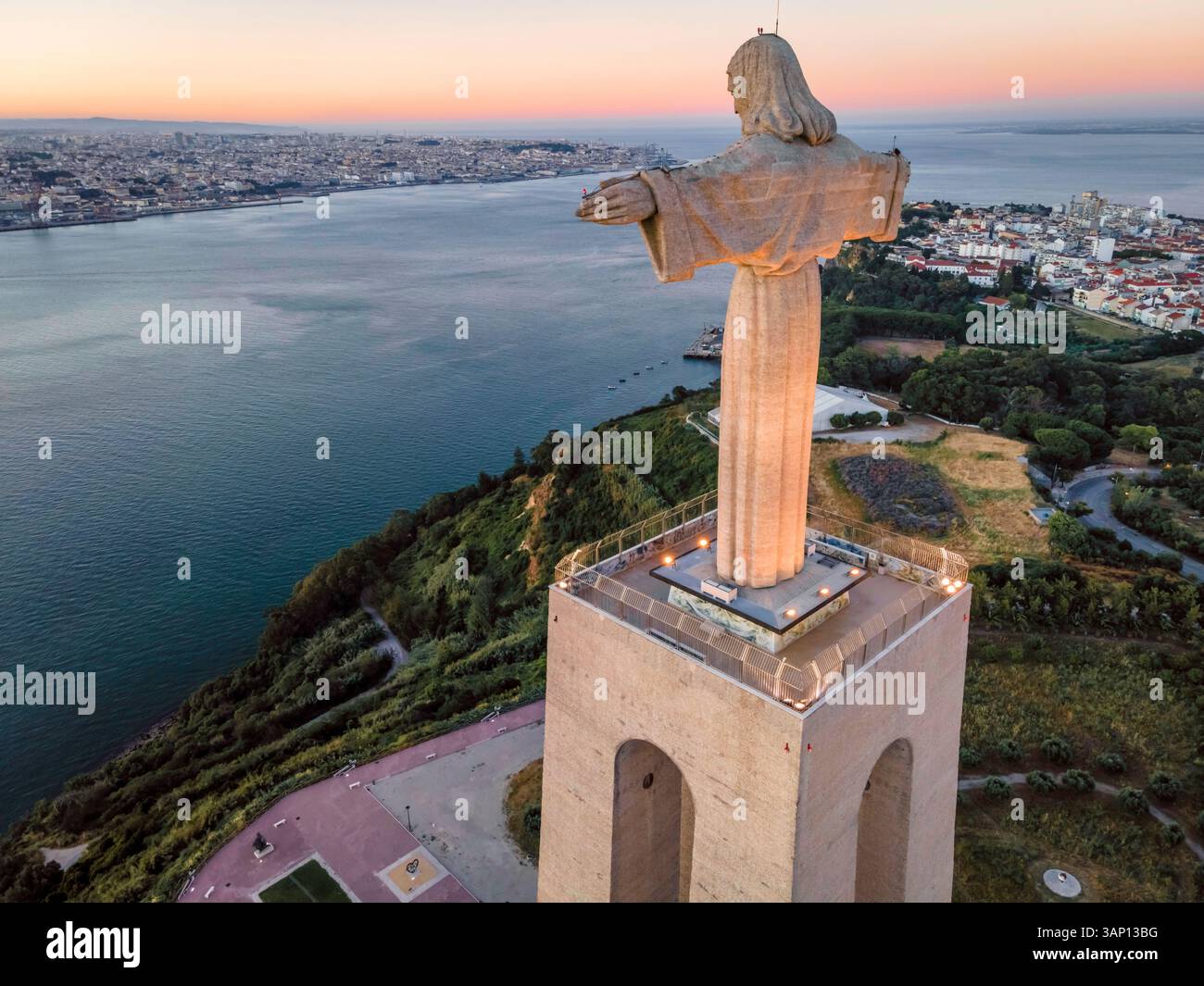 Aerial view of Cristo Rei (Christ the King), a famous monument in ...