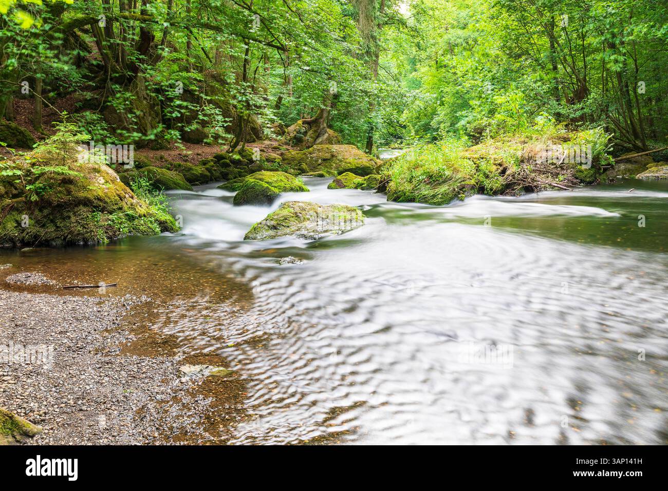 Fluss Trieb im Triebtal zwischen Talsperre Pöhl und Mündung in die ...