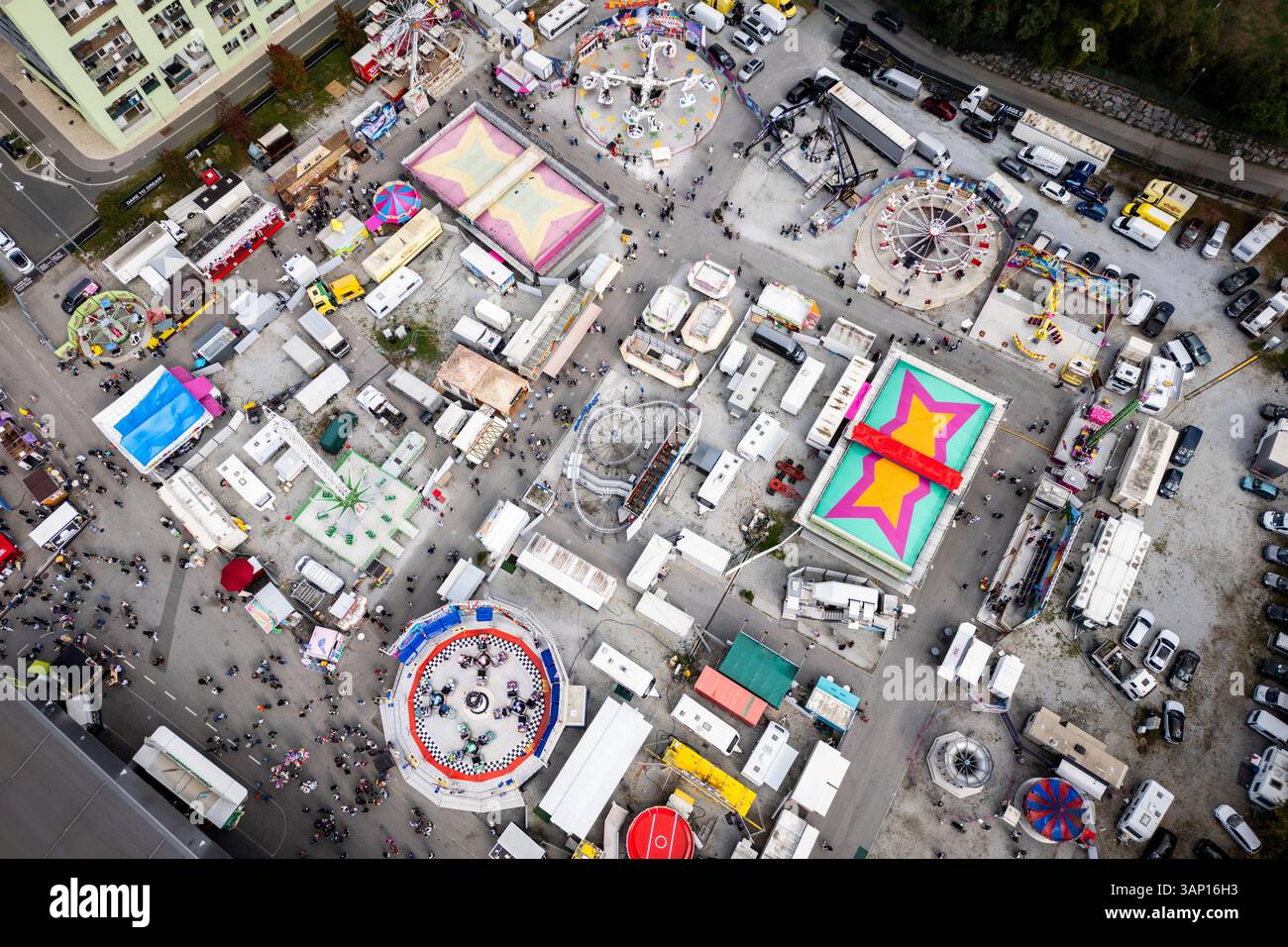 Aerial view vibrant funfair hi-res stock photography and images - Alamy