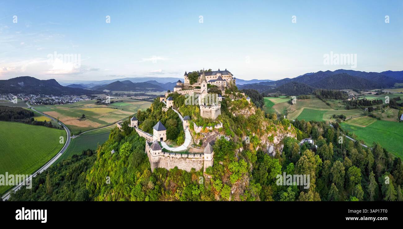 Aerial view of the majestic Hochosterwitz castle on a hilltop ...