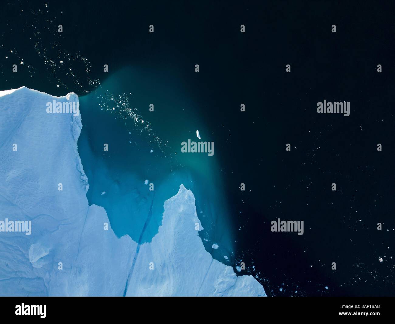 Aerial top-down drone view of an iceberg landscape structure at ...