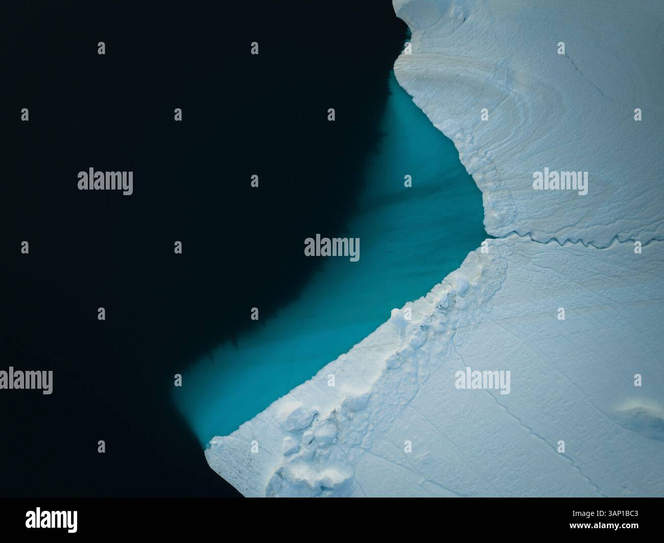 Aerial top-down drone view of an iceberg landscape structure at ...